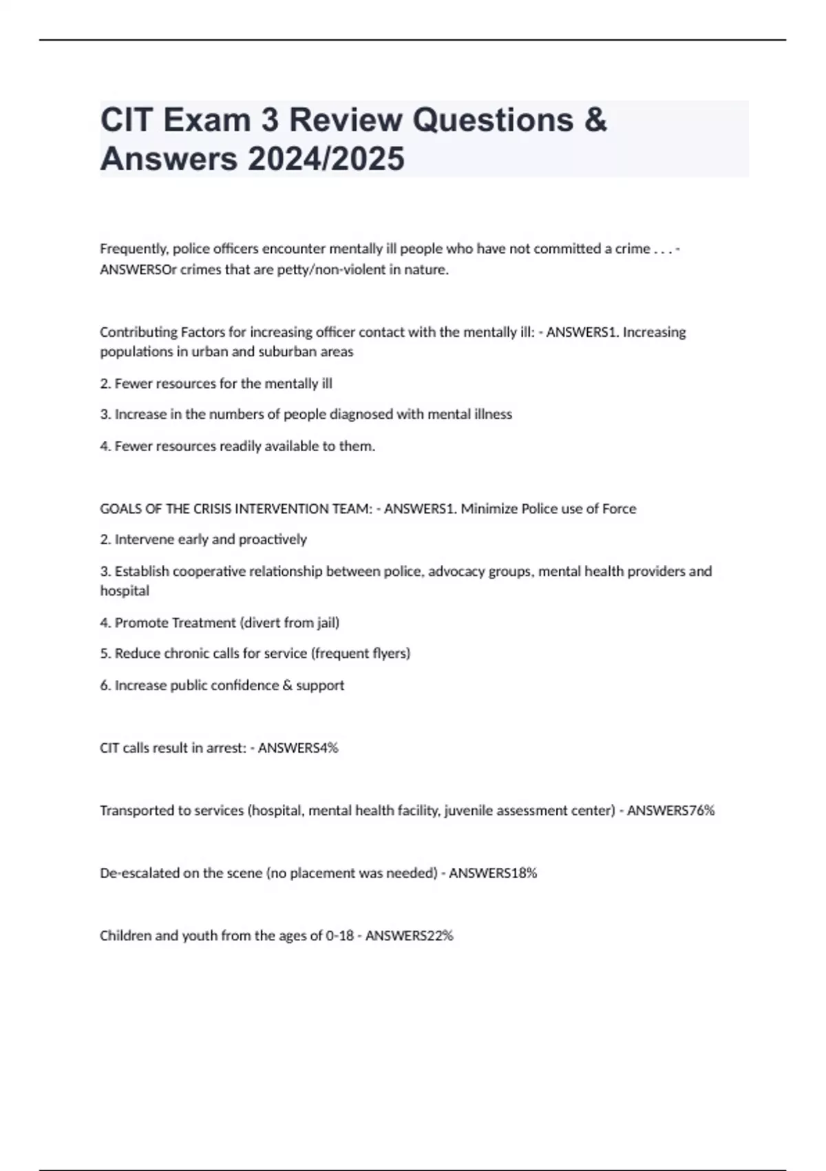 CIT Exam 3 Review Questions & Answers 2024/2025 - CIT - Stuvia US