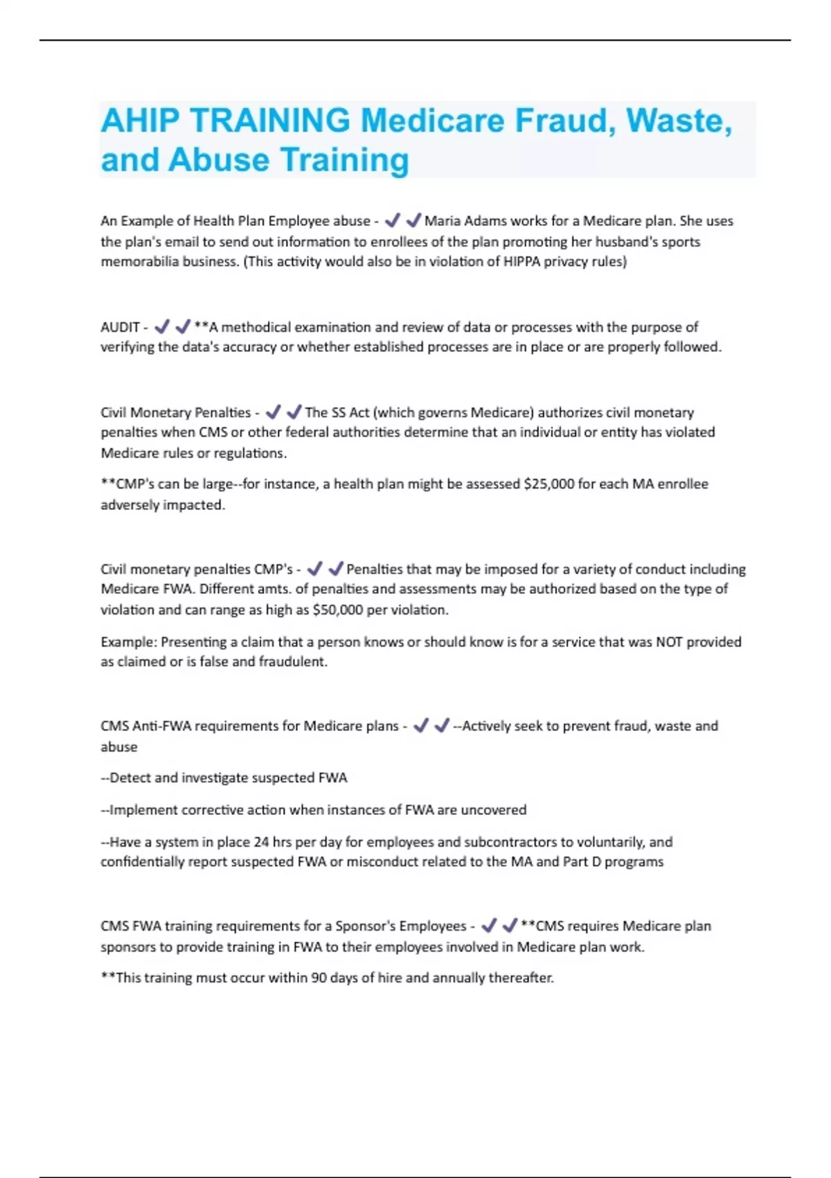 AHIP TRAINING Medicare Fraud, Waste, and Abuse Training 2024/2025 ...