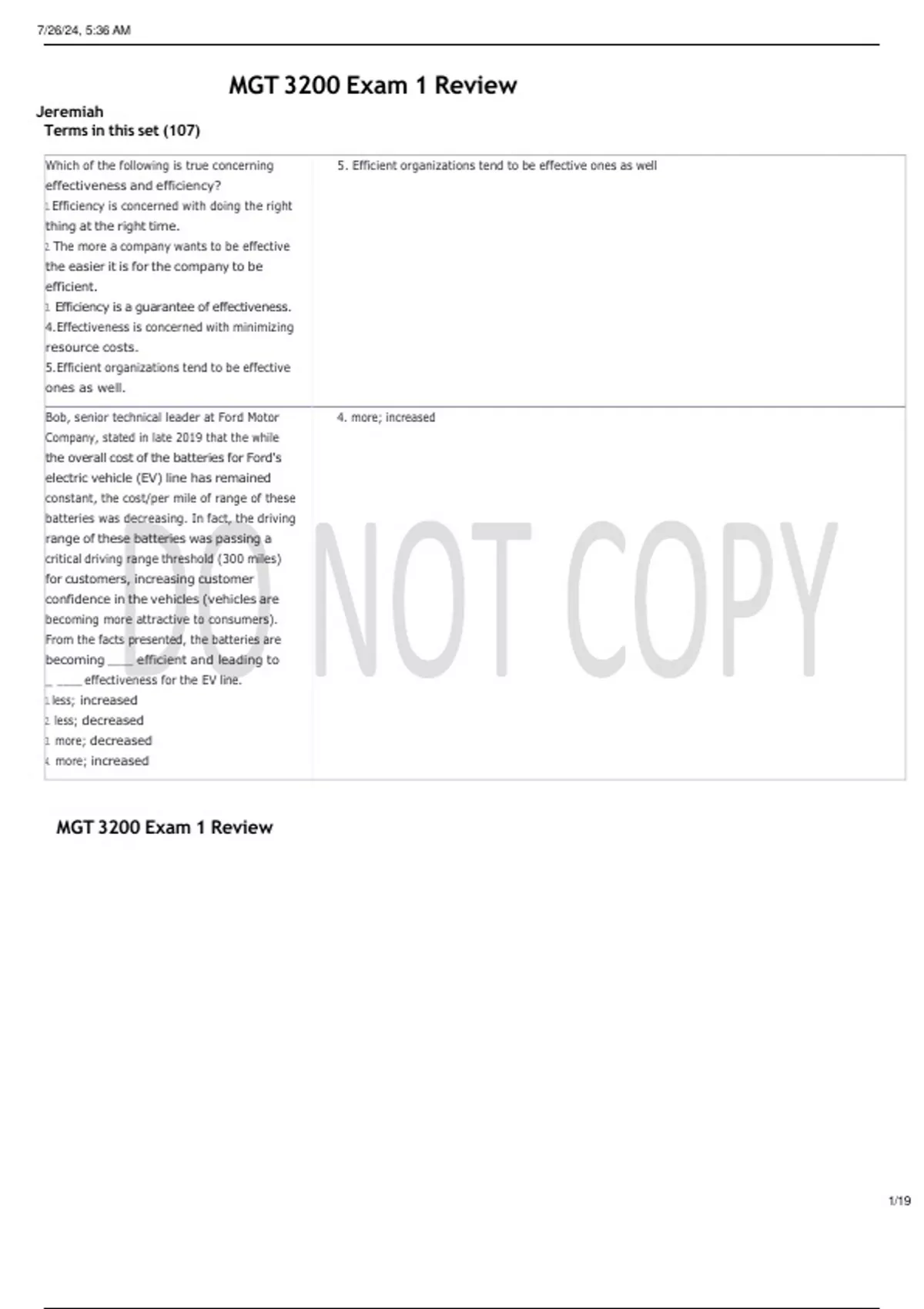 MGT 3200 Exam 1 Review Flashcards _ (DETAILED ANSWERS)2024.pdf - GED ...