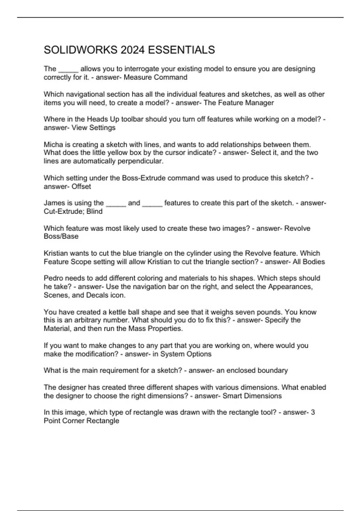 SOLIDWORKS 2024 ESSENTIALS - SOLIDWORKS - Stuvia US