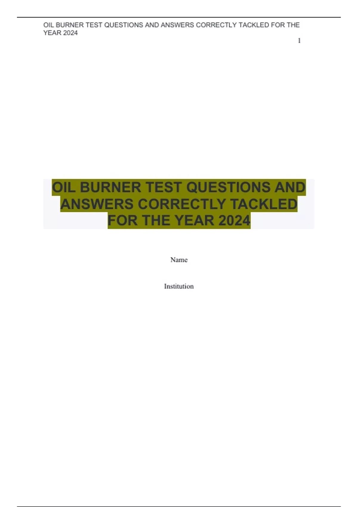 OIL BURNER TEST QUESTIONS AND ANSWERS CORRECTLY TACKLED FOR THE YEAR ...
