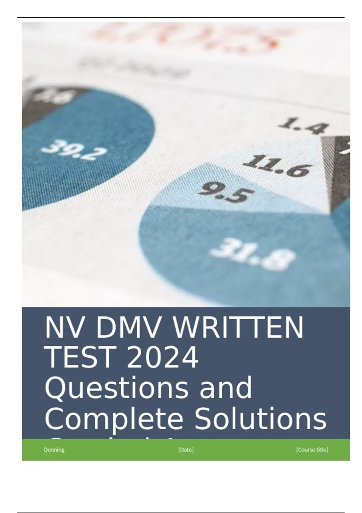 NV DMV WRITTEN TEST 2024 Questions and Complete Solutions Graded A+ ...