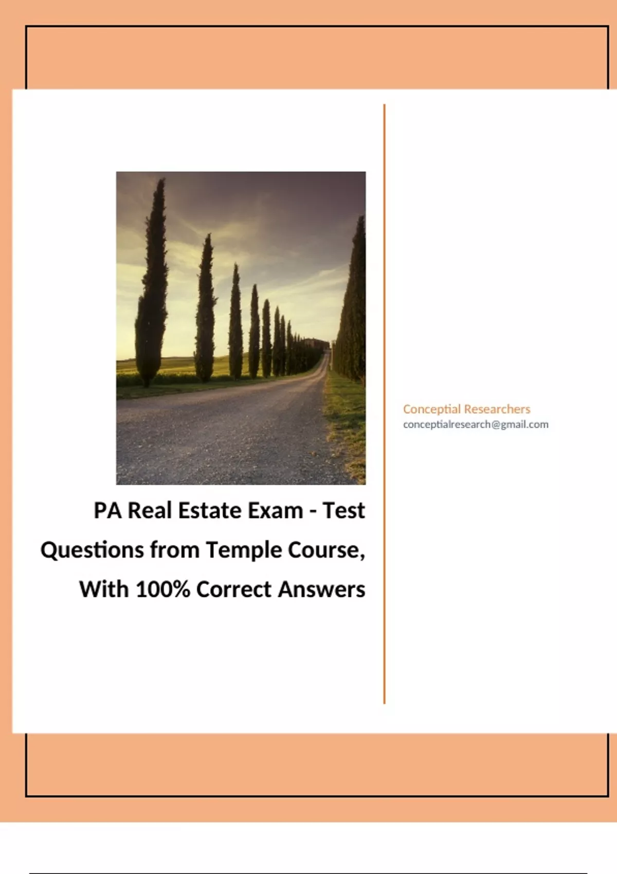 PA Real Estate Exam - Test Questions from Temple Course, With 100% ...