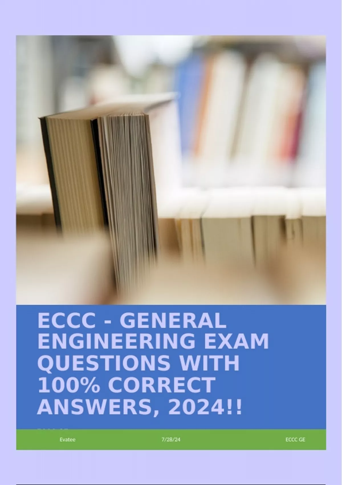 ECCC - GENERAL ENGINEERING EXAM QUESTIONS WITH 100% CORRECT ANSWERS ...