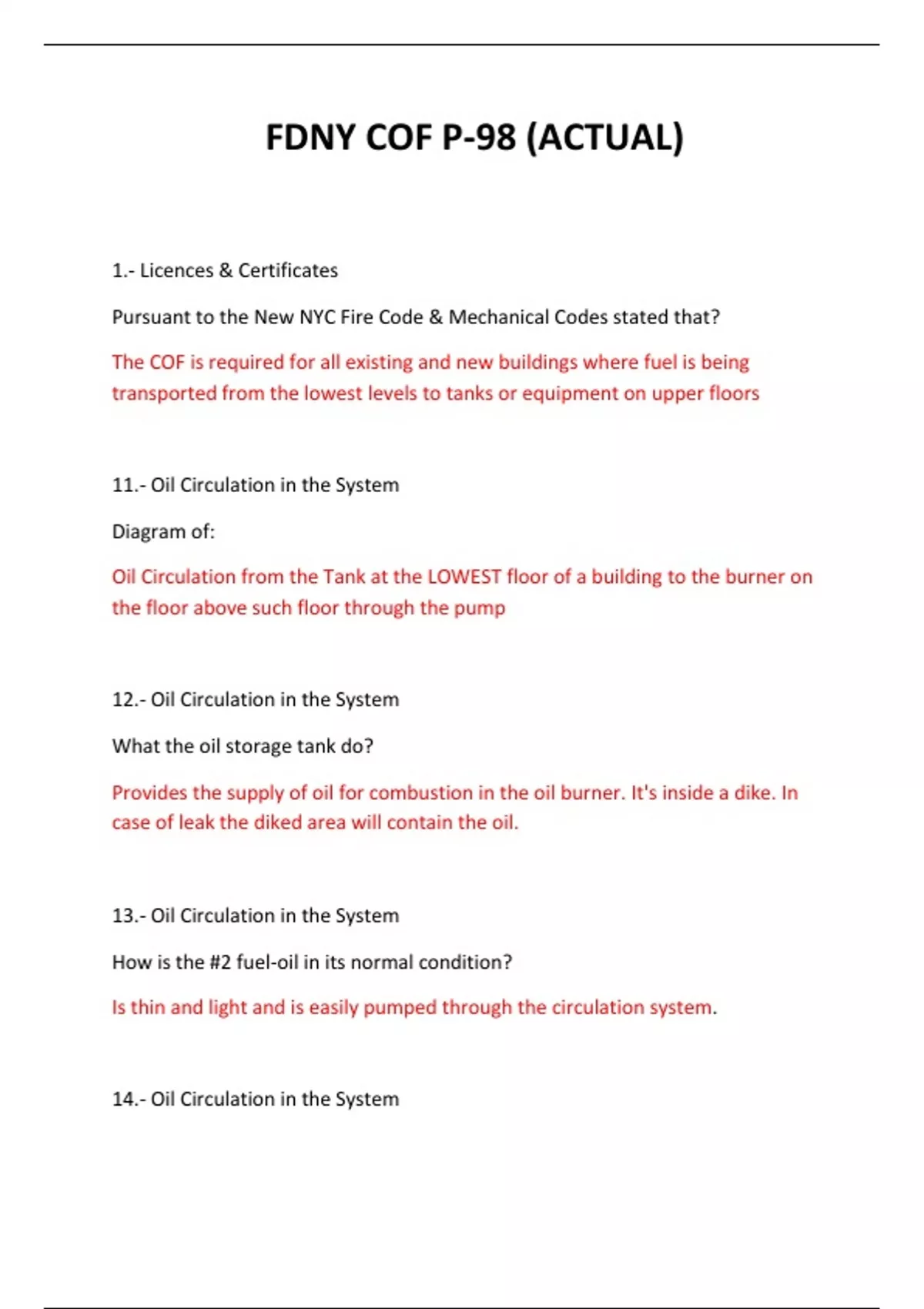 FDNY COF P-98 (ACTUAL) 2024 QUESTIONS AND ANSWERS - FDNY COF P-98 ...