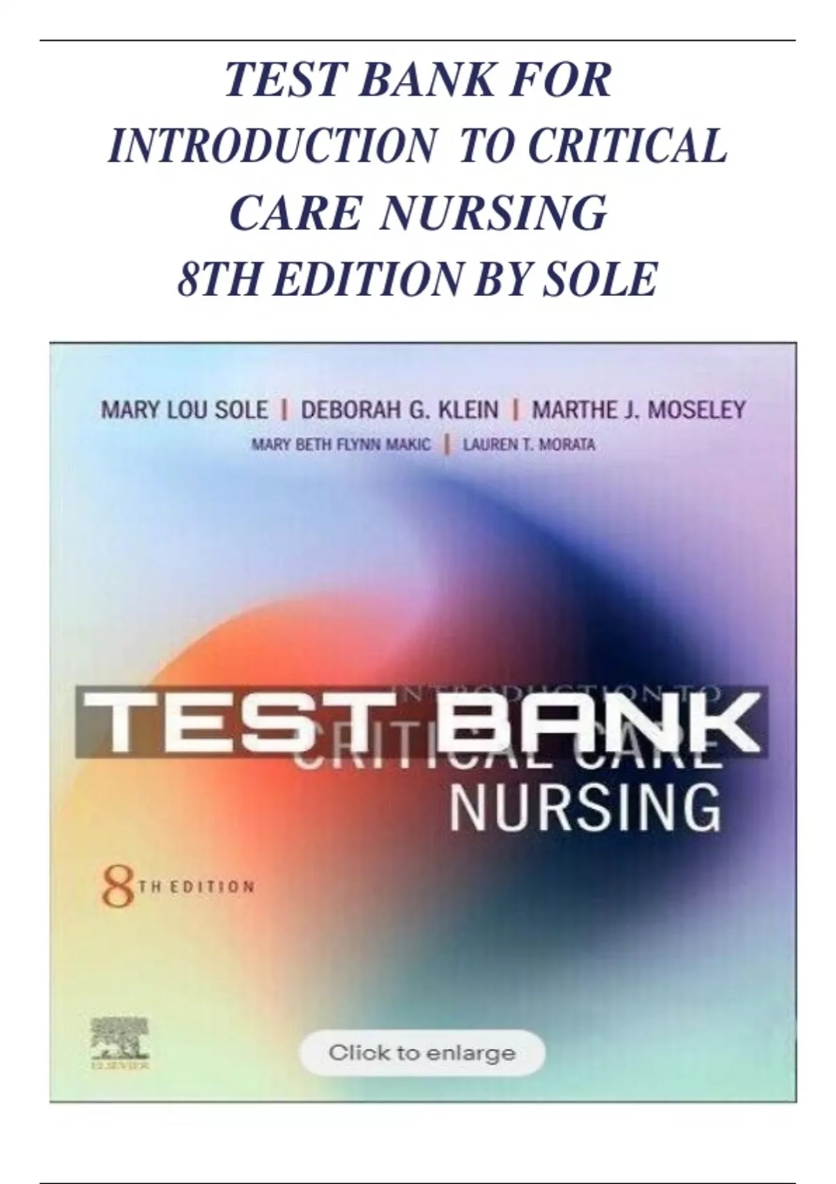 TEST BANK FOR INTRODUCTION TO CRITICAL CARE NURSING 8TH EDITION || BY ...