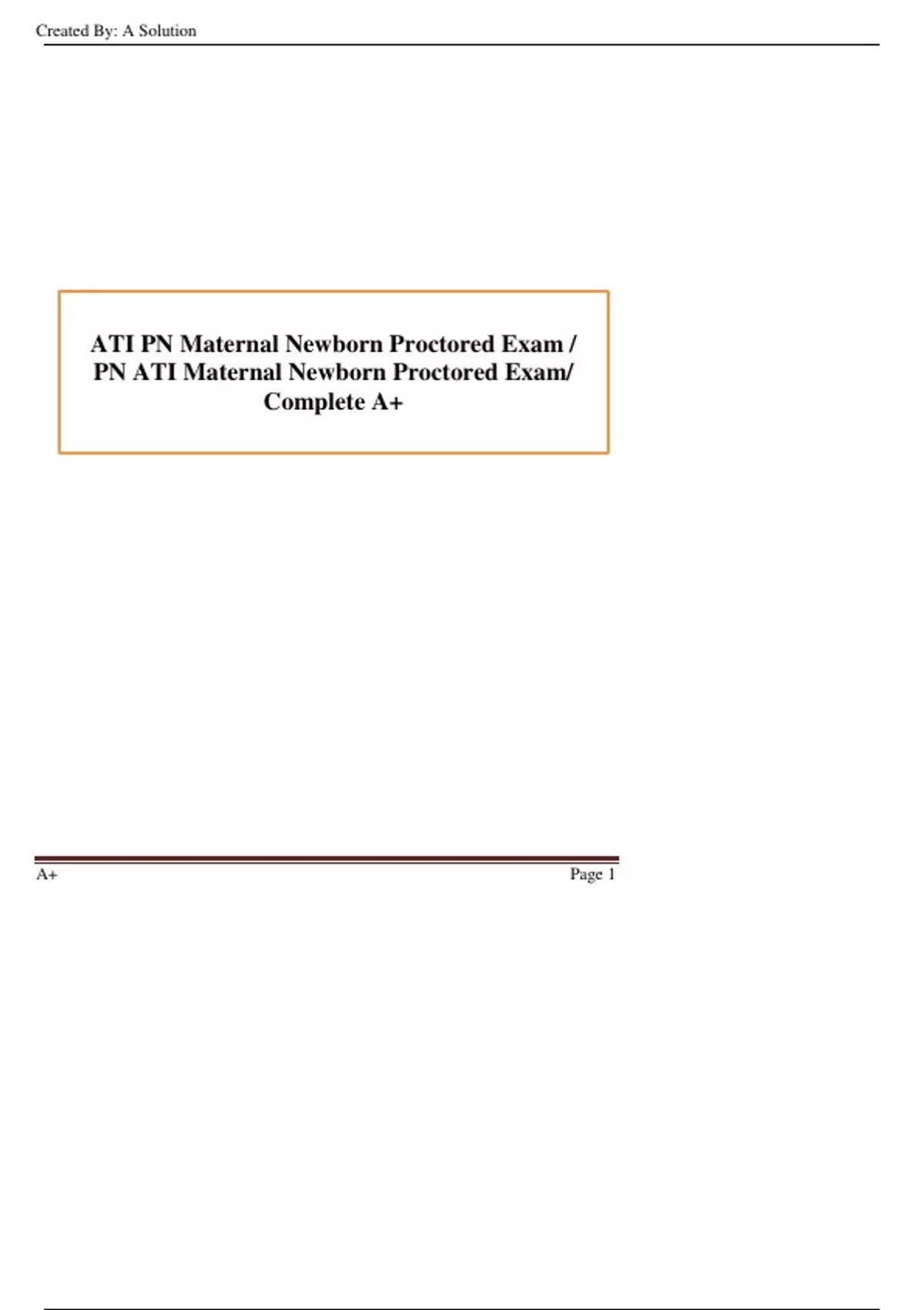 ATI PN Maternal Newborn Proctored Exam / PN ATI Maternal Newborn ...