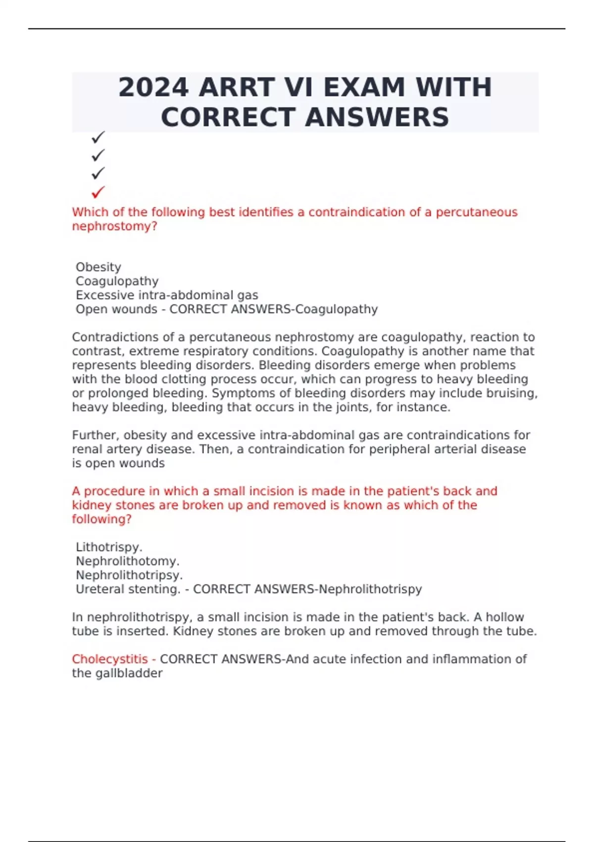 2024 ARRT VI EXAM WITH CORRECT ANSWERS - ARRT VI - Stuvia US