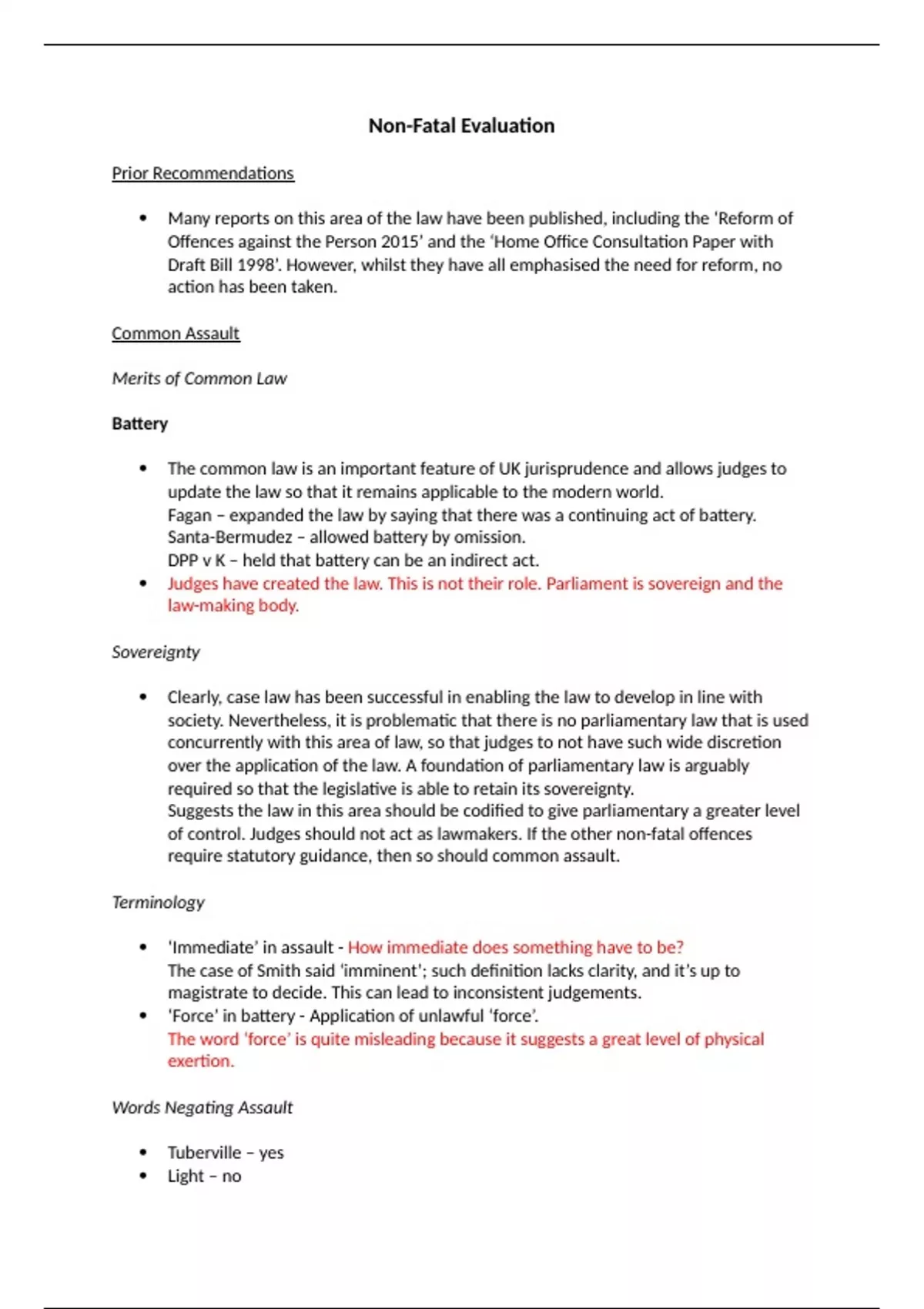 Non-Fatal Offences Evaluation Plan - Non-Fatal Offences - Stuvia UK