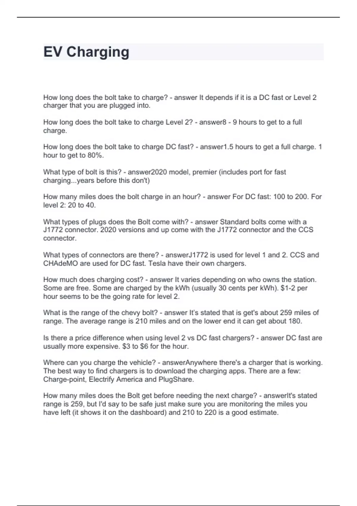 EV CHARGING EXAM TEST COMPILATION BUNDLE - Stuvia US