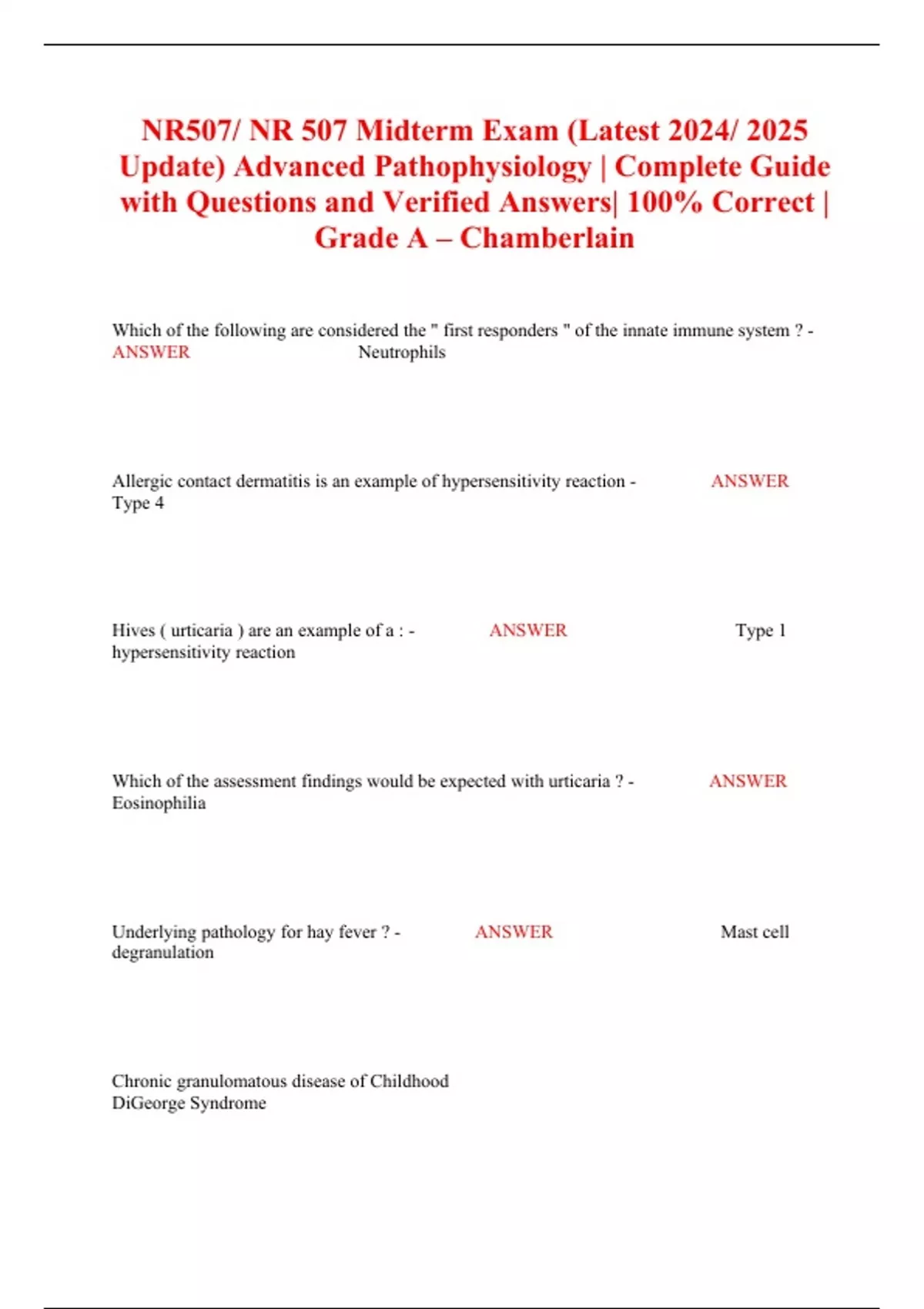 NR507/ NR 507 Week 4 EXAM (Latest 2024/ 2025 Update) Advanced ...