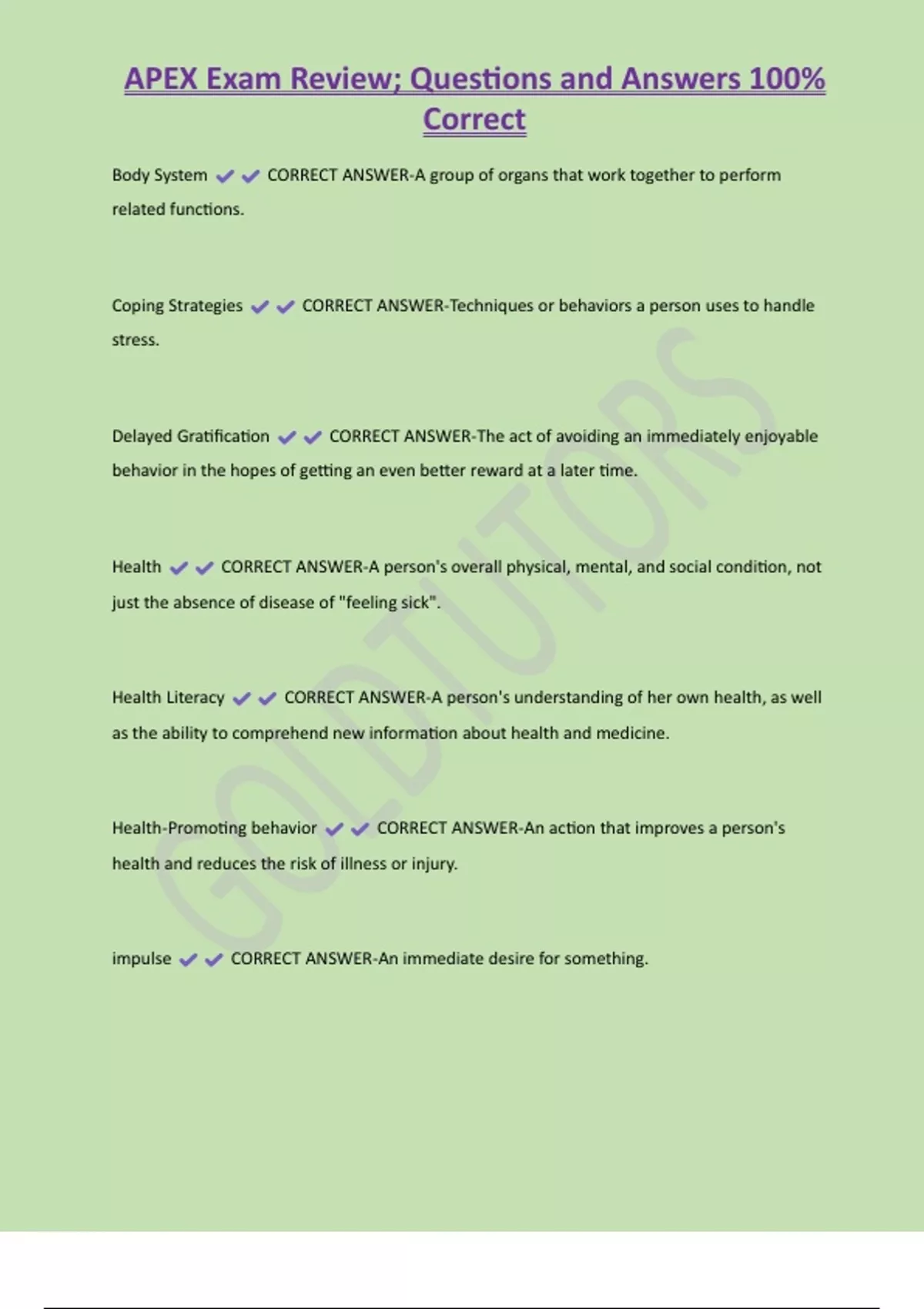 APEX Exam Review; Questions and Answers 100% Correct - Apex - Stuvia US