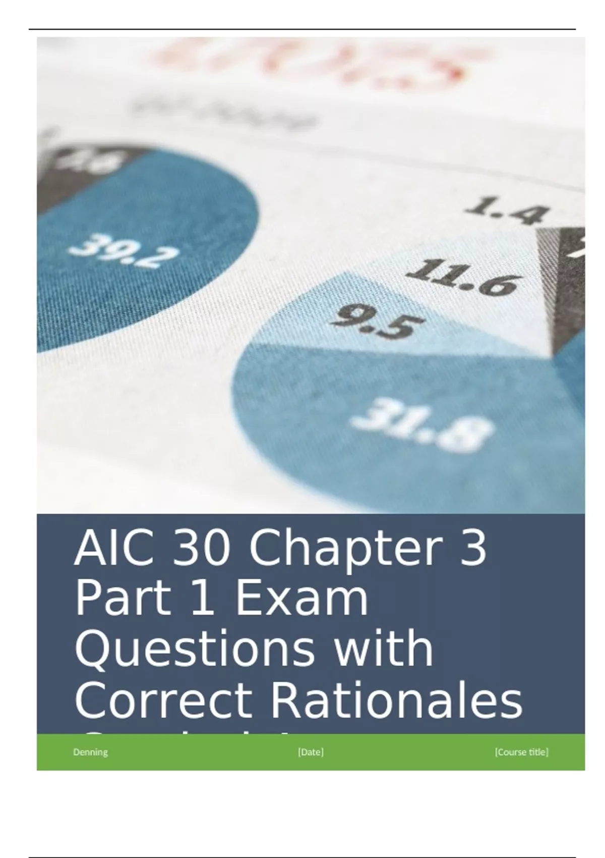 AIC 30 Chapter 3 Part 1 Exam Questions with Correct Rationales Graded ...