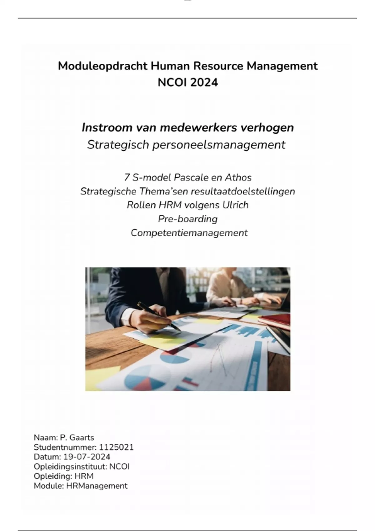 NCOI moduleopdracht HRM, strategisch personeelsmanagement, juiste ...