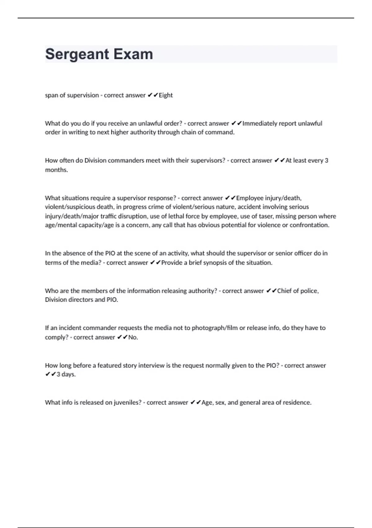 LAPD Sergeant Test 2021 with latest update - Police Sergeant - Stuvia US