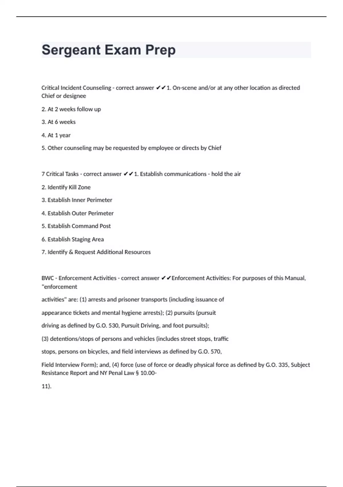 Sergeant Exam Prep with complete solutions - Police Sergeant - Stuvia US