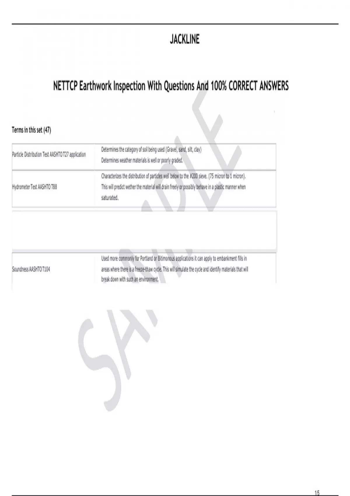 NETTCP Earthwork Inspection With Questions And 100% CORRECT ANSWERS ...
