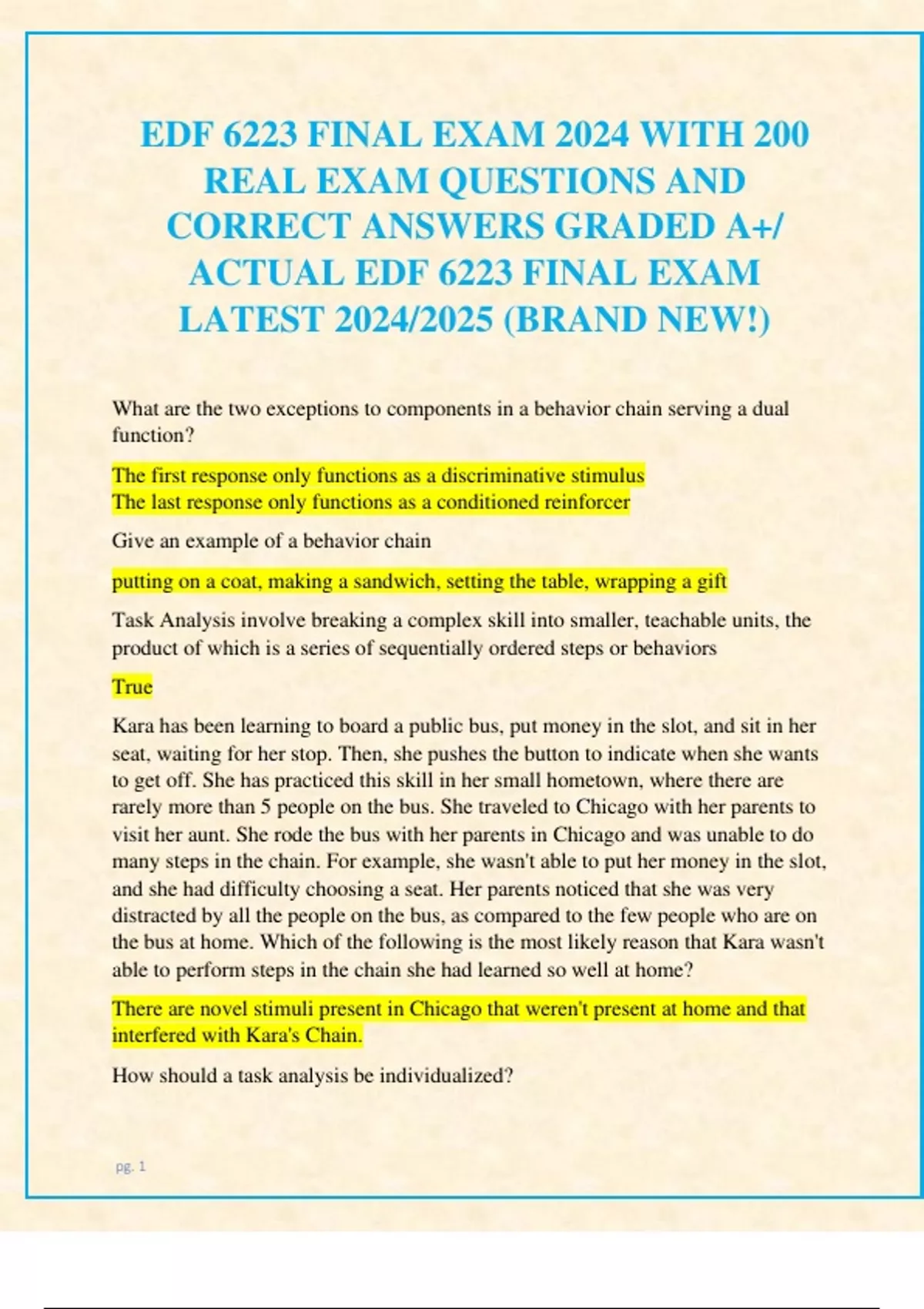 EDF 6223 FINAL EXAM 2024 WITH 200 REAL EXAM QUESTIONS AND CORRECT ...