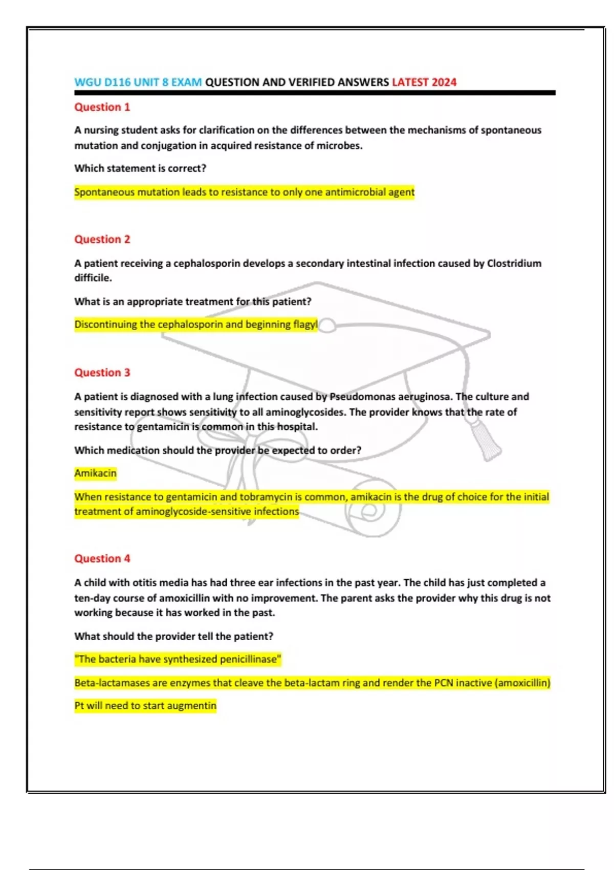 WGU D116 UNIT 8 EXAM QUESTION AND VERIFIED ANSWERS LATEST 2024 - WGU ...