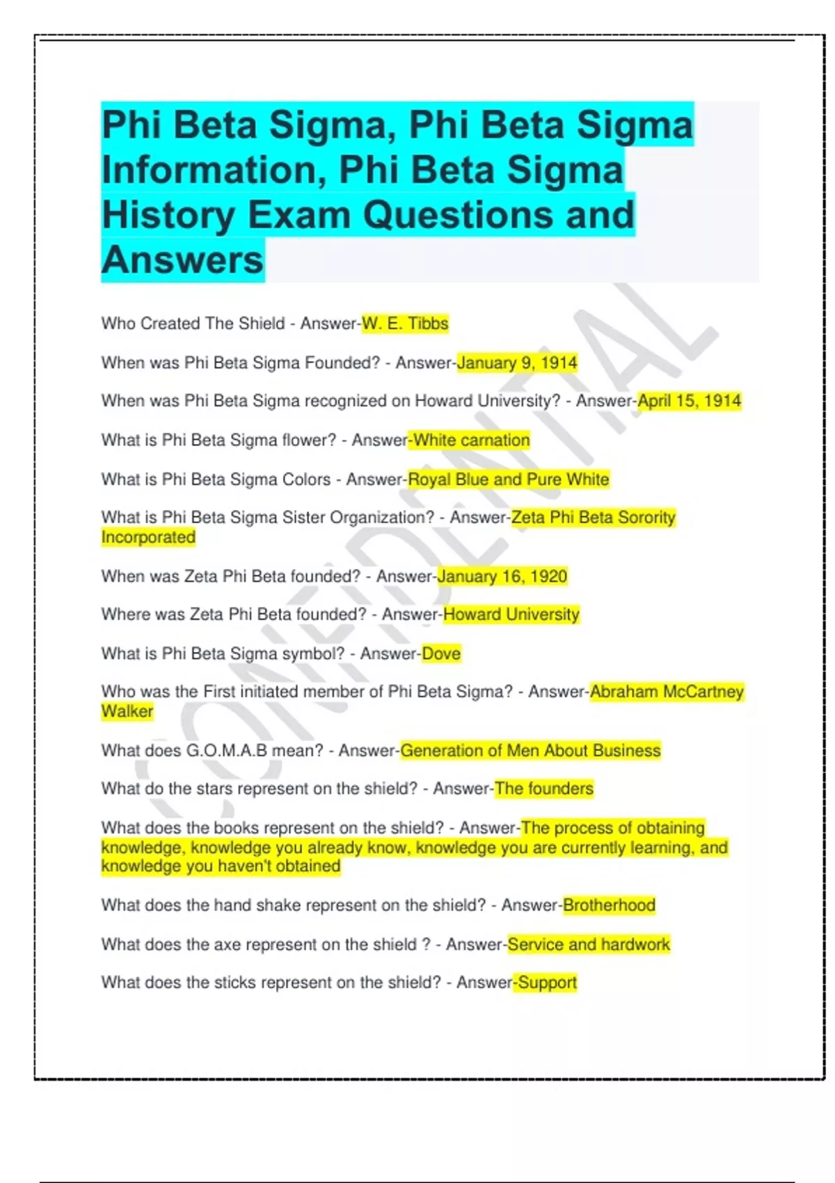 Phi Beta Sigma, Phi Beta Sigma Information, Phi Beta Sigma History Exam ...