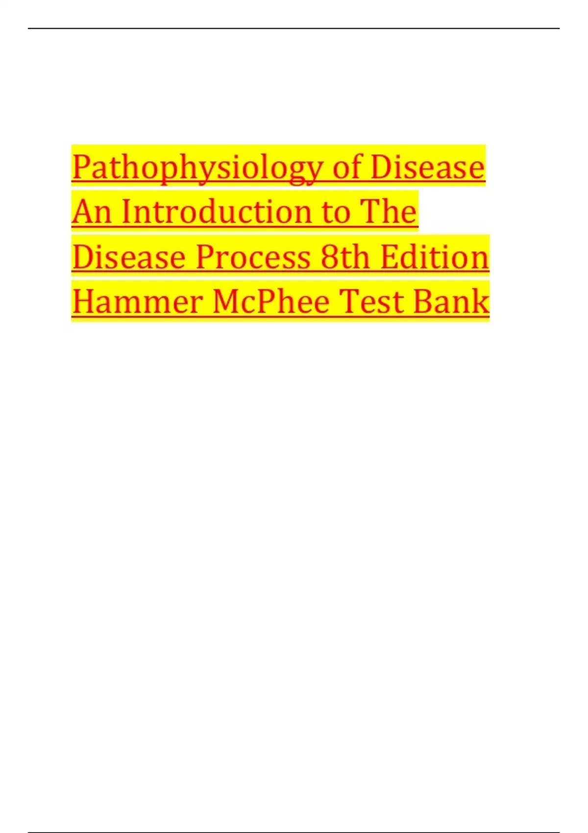 Pathophysiology of Disease An Introduction to The Disease Process 8th ...