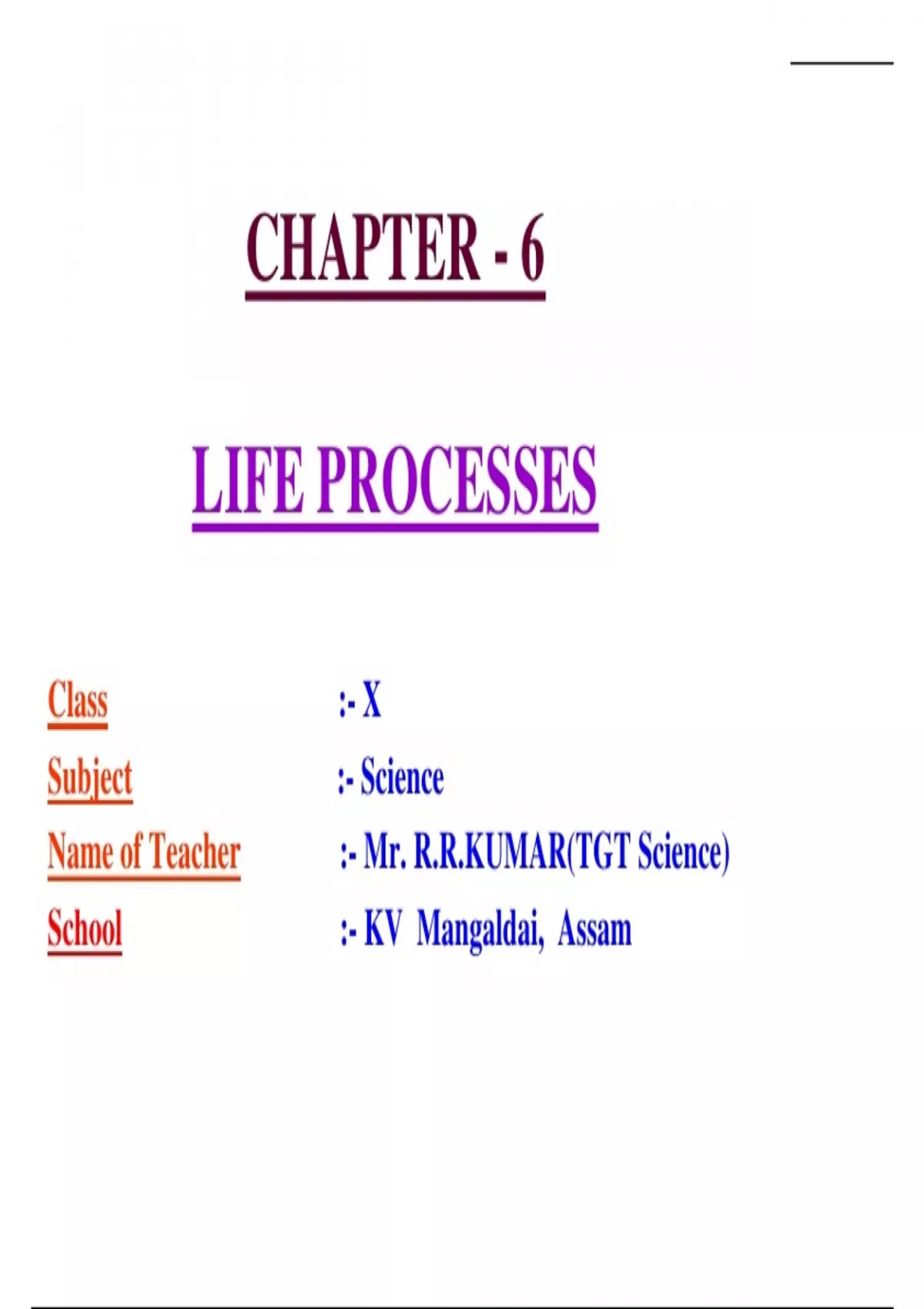 BIOLOGY NOTES LIFE PROCESS - Science - Stuvia US