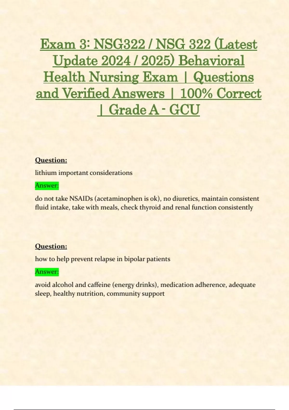 Exam 3 & Exam 4: NSG322 / NSG 322 (Latest 2024 / 2025 Updates STUDY ...