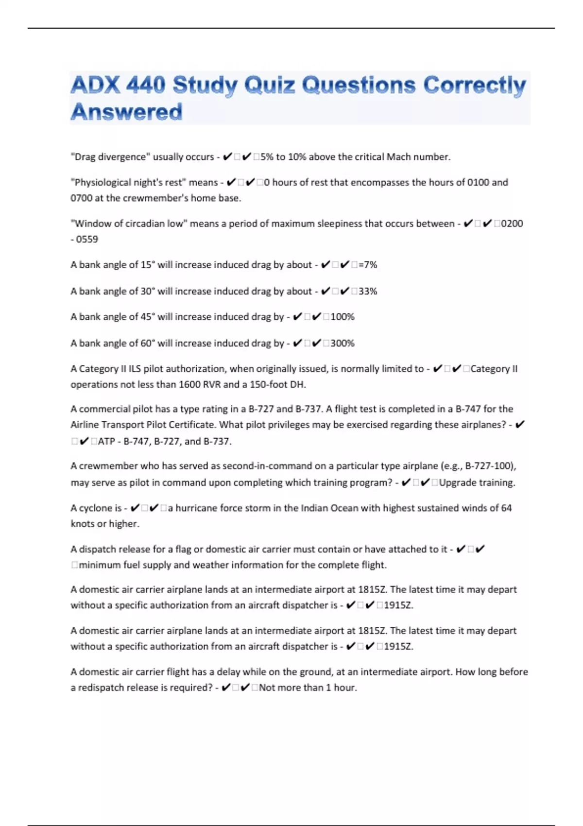 ADX |440 Study Quiz Questions Correctly Answered|36 Pages - ADX - Stuvia US
