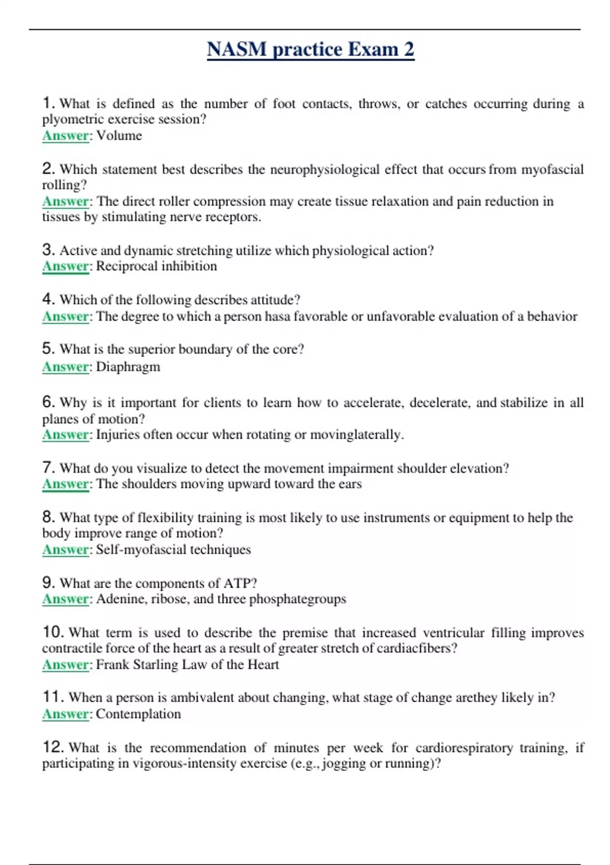 NASM practice Exam 2 ( Latest 2024 / 2025 ) Actual Questions and ...