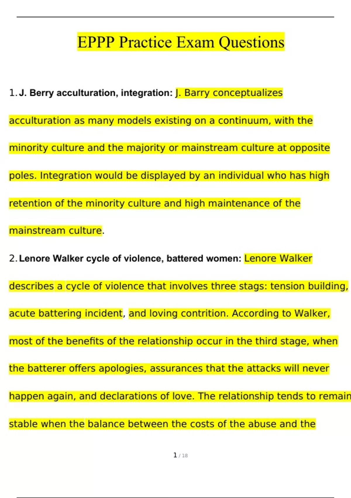 EPPP Practice Exam Questions and Answers (2024 / 2025) (Verified Answers) - Eppp - Stuvia US