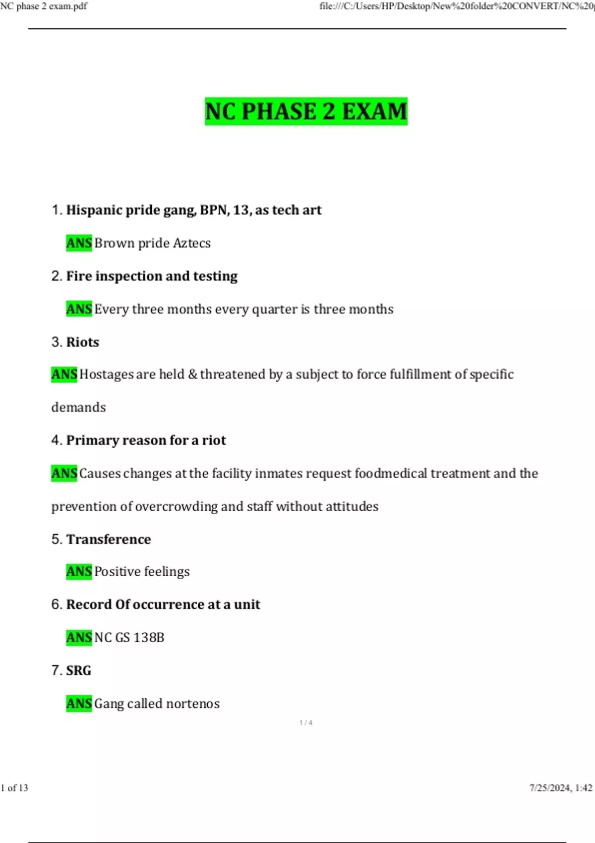 NC Phase 2 Exam.pdf Questions and Verified Answers (2024 / 2025) 100% ...