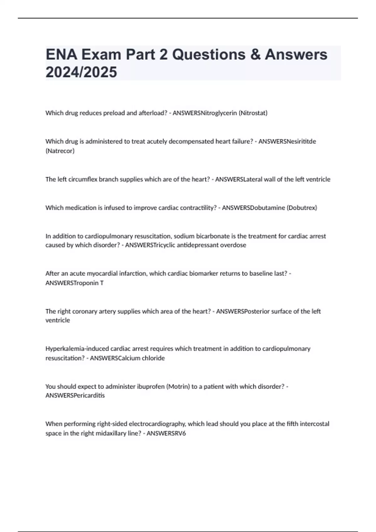 ENA Exam Part 2 Questions & Answers 2024/2025 - ENA - Stuvia US