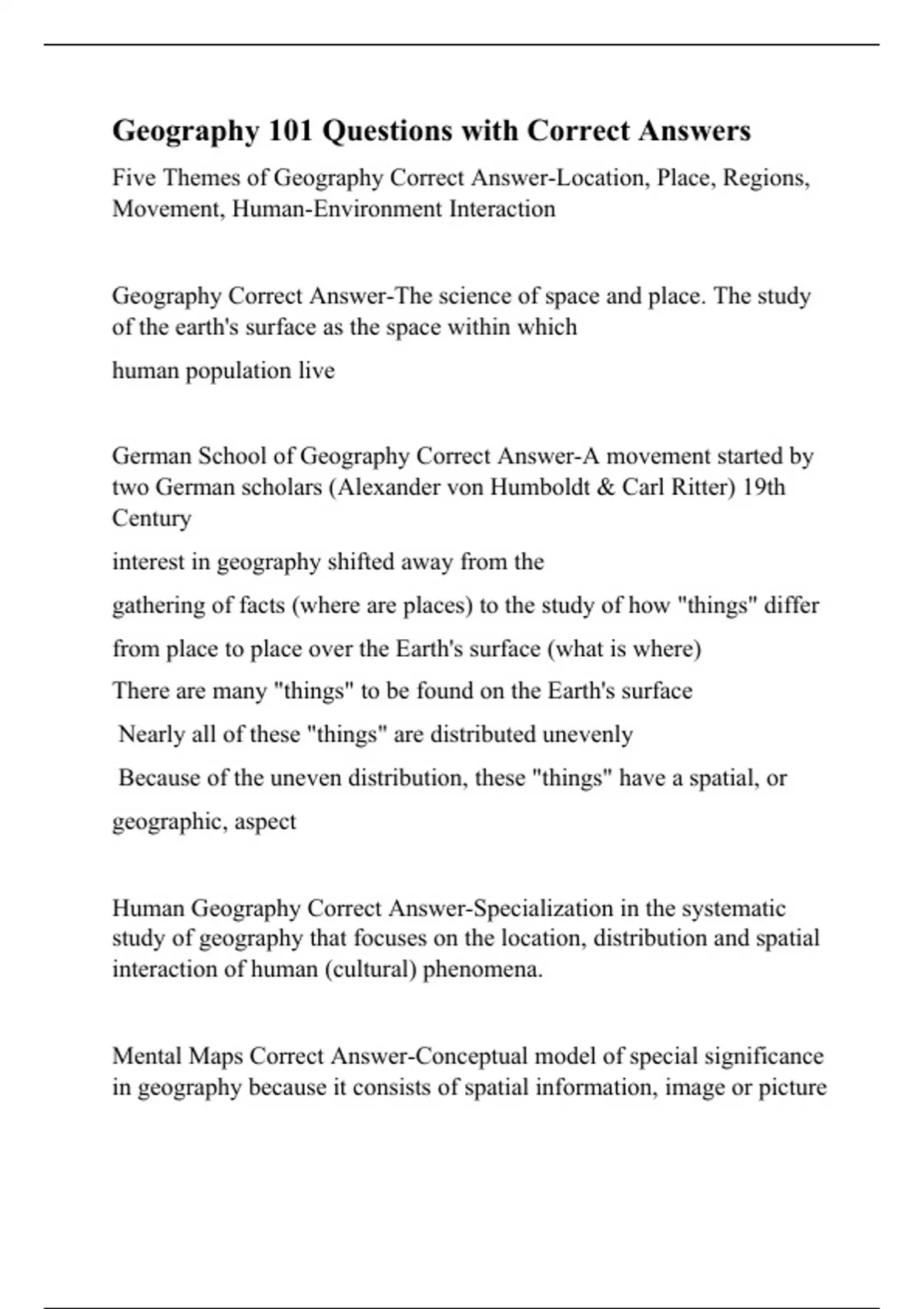 Geography 101 Questions with Correct Answers - Geology 101 - Stuvia US