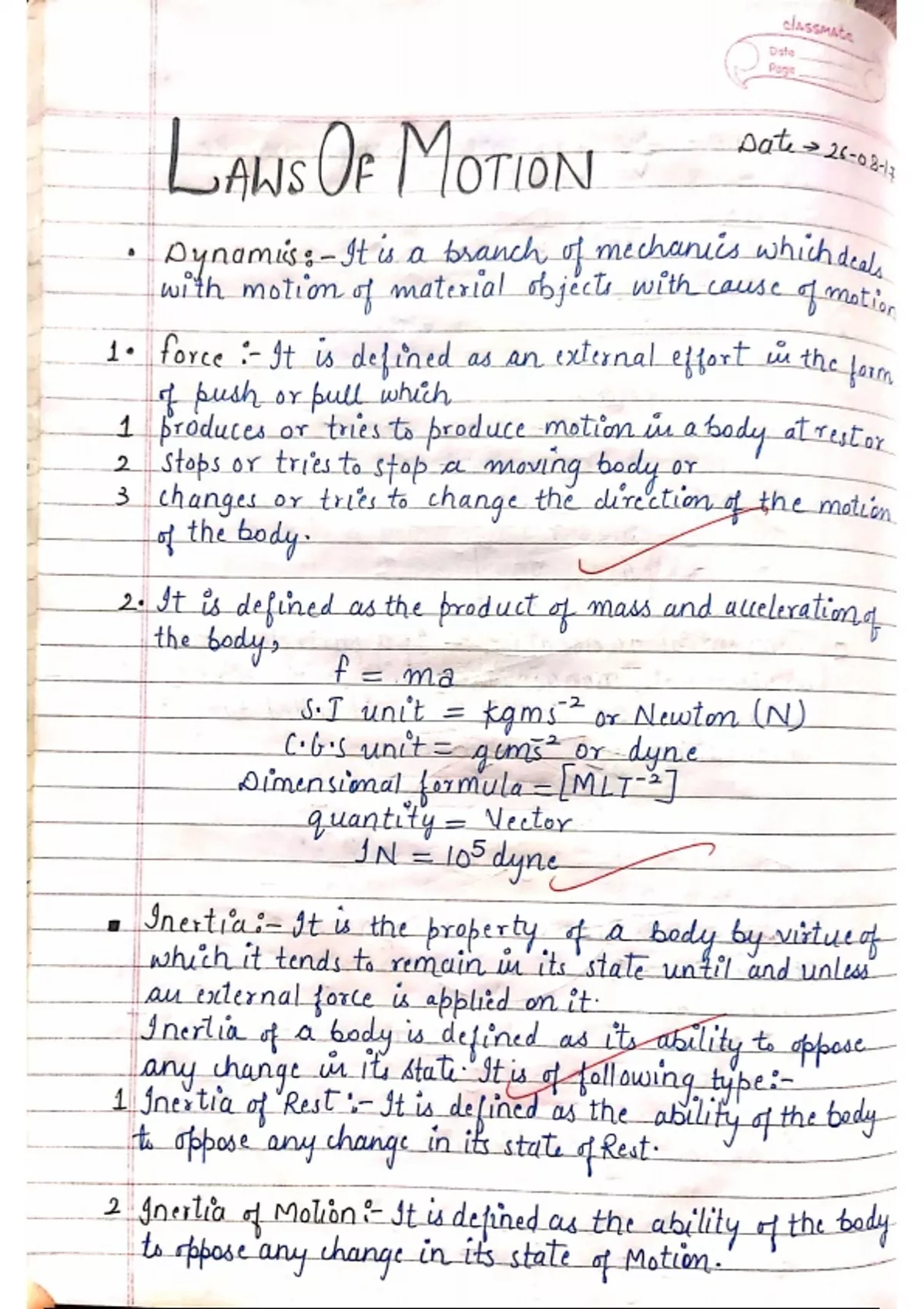 Newtons Law of Motion Class 11 NCERT - Physics - Stuvia US
