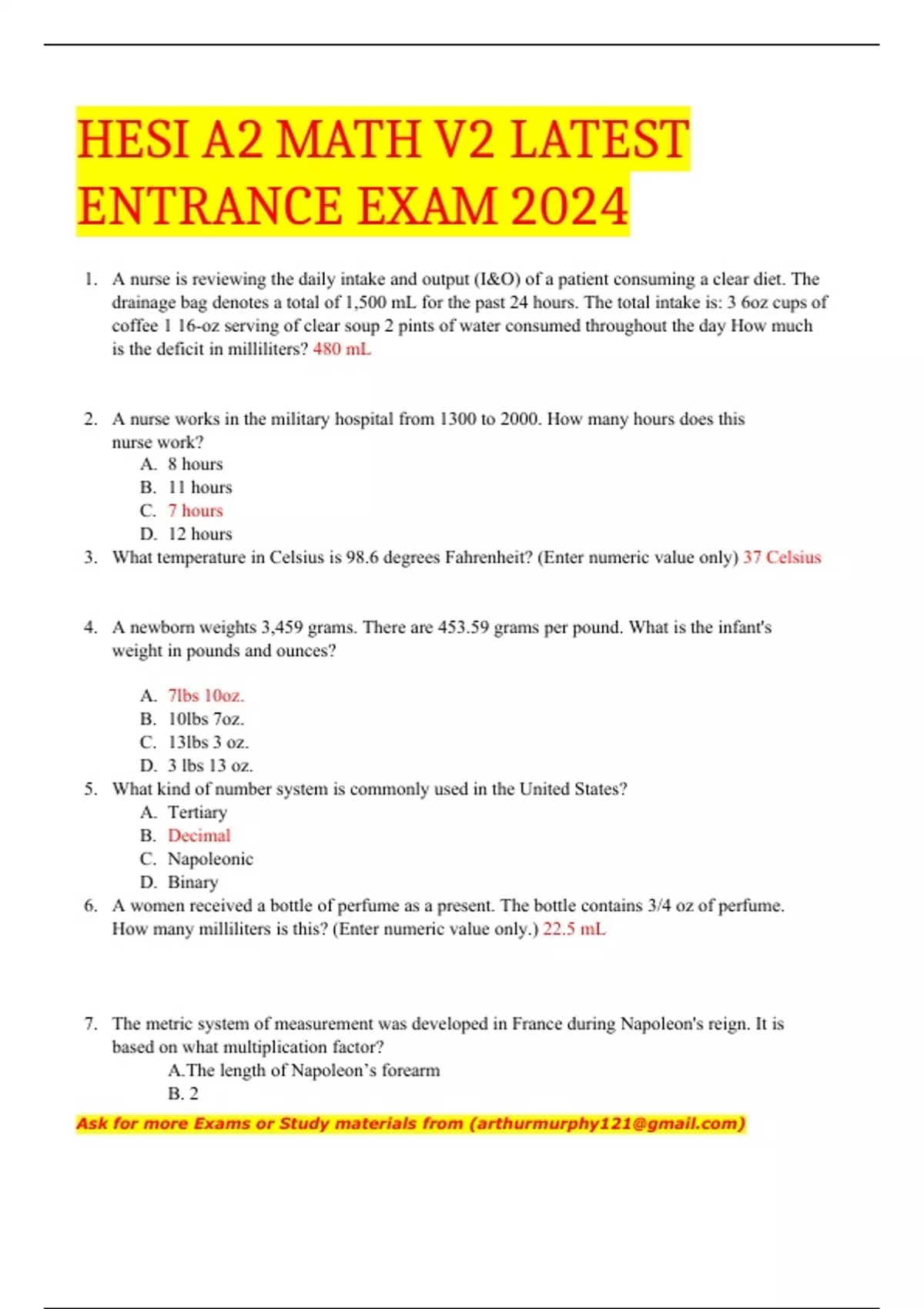 HESI A2 MATH V2 LATEST ENTRANCE EXAM 2024 - Hesi - Stuvia US