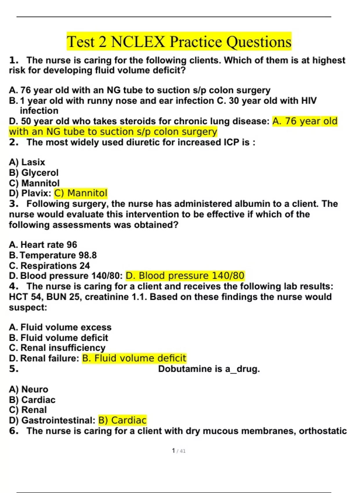 NCLEX Practice Test 2 Questions and Answers (2024 / 2025) (Verified ...