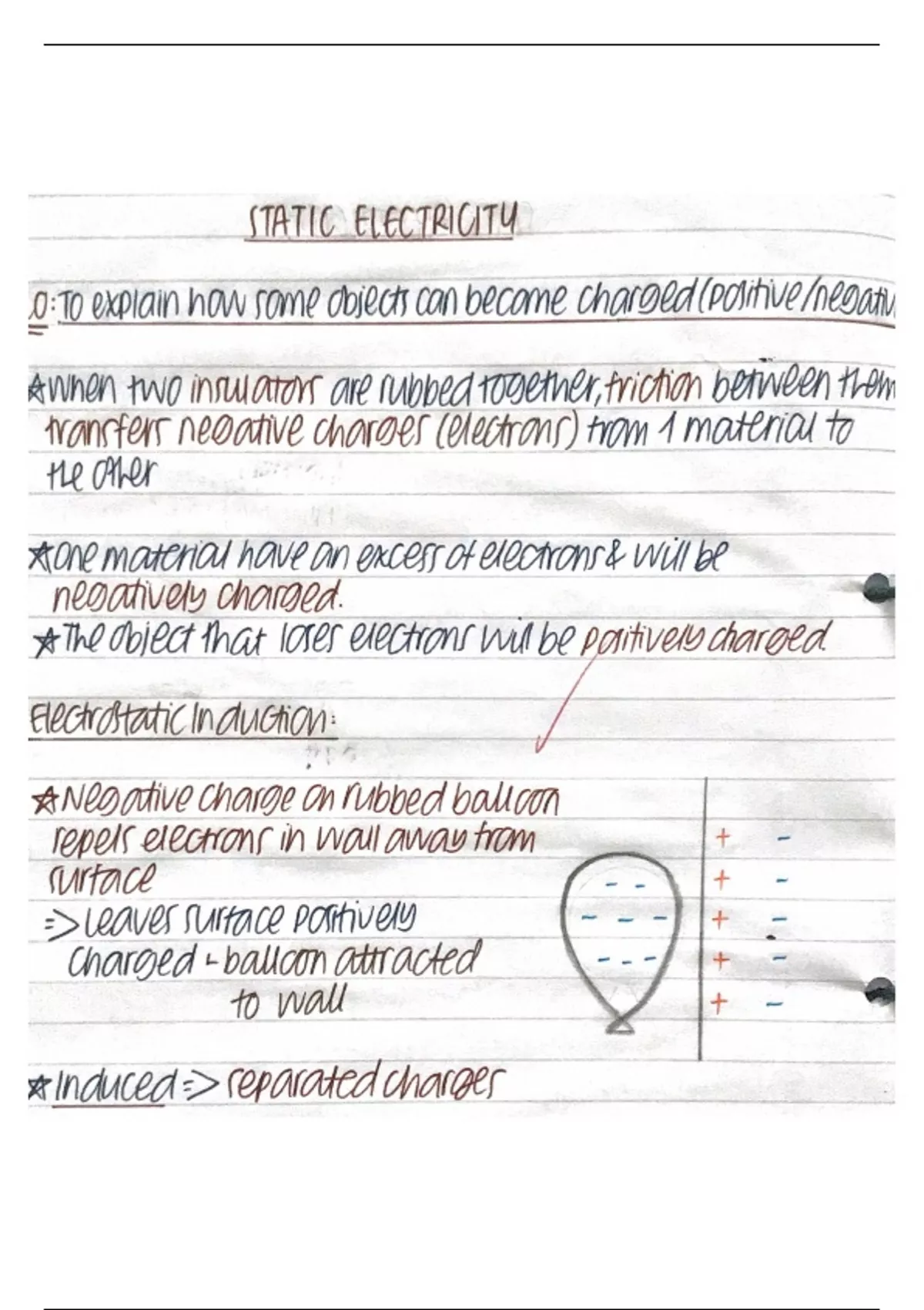 Summary GCSE EDEXCEL TRIPLE PHYSICS NOTES: STATIC ELECTRICITY - Physics ...