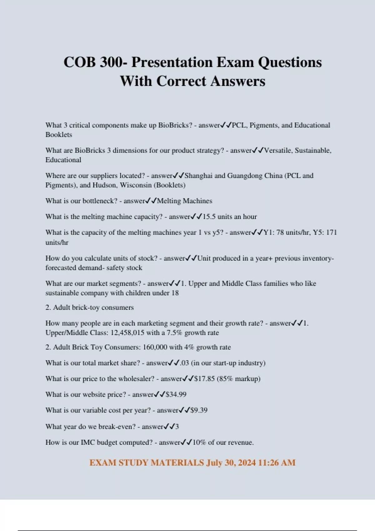 COB 300- Presentation Exam Questions With Correct Answers - COB 300 ...
