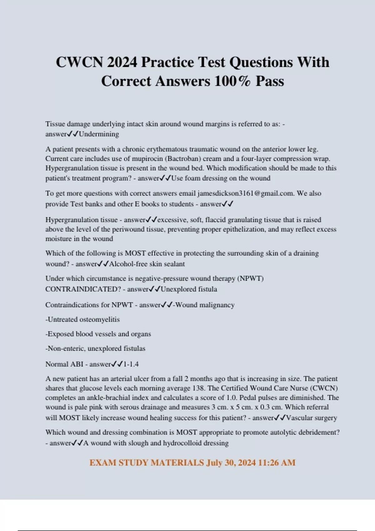 CWCN 2024 Practice Test Questions With Correct Answers 100% Pass - CWCN ...