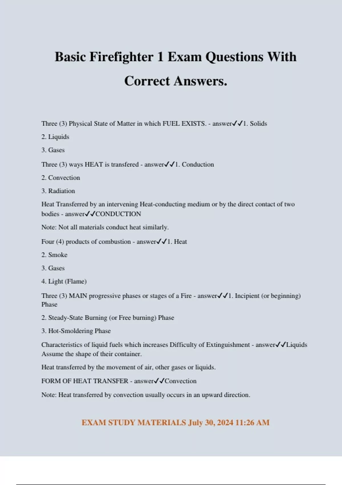 Basic Firefighter 1 Exam Questions With Correct Answers. - Firefighter ...