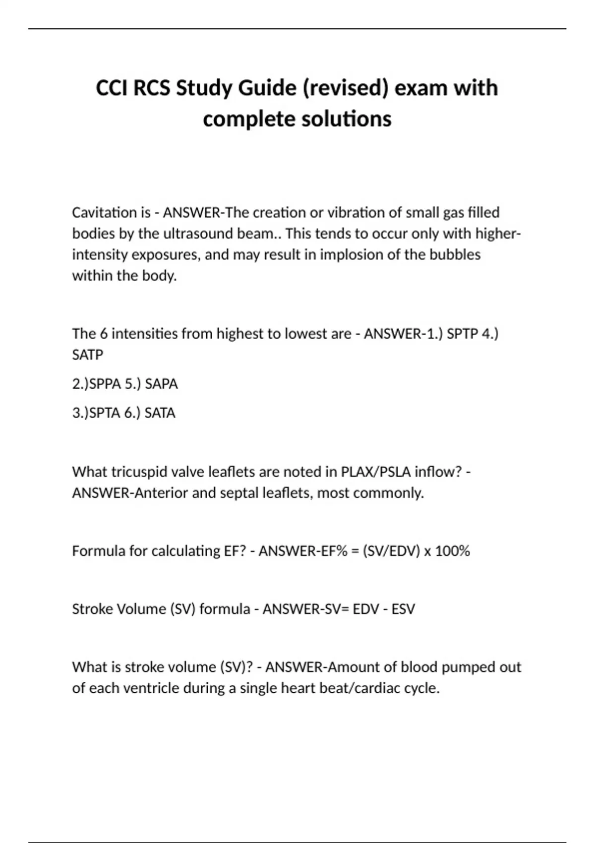 CCI RCS Study Guide (revised) exam with complete solutions - CCI RCS - Stuvia US
