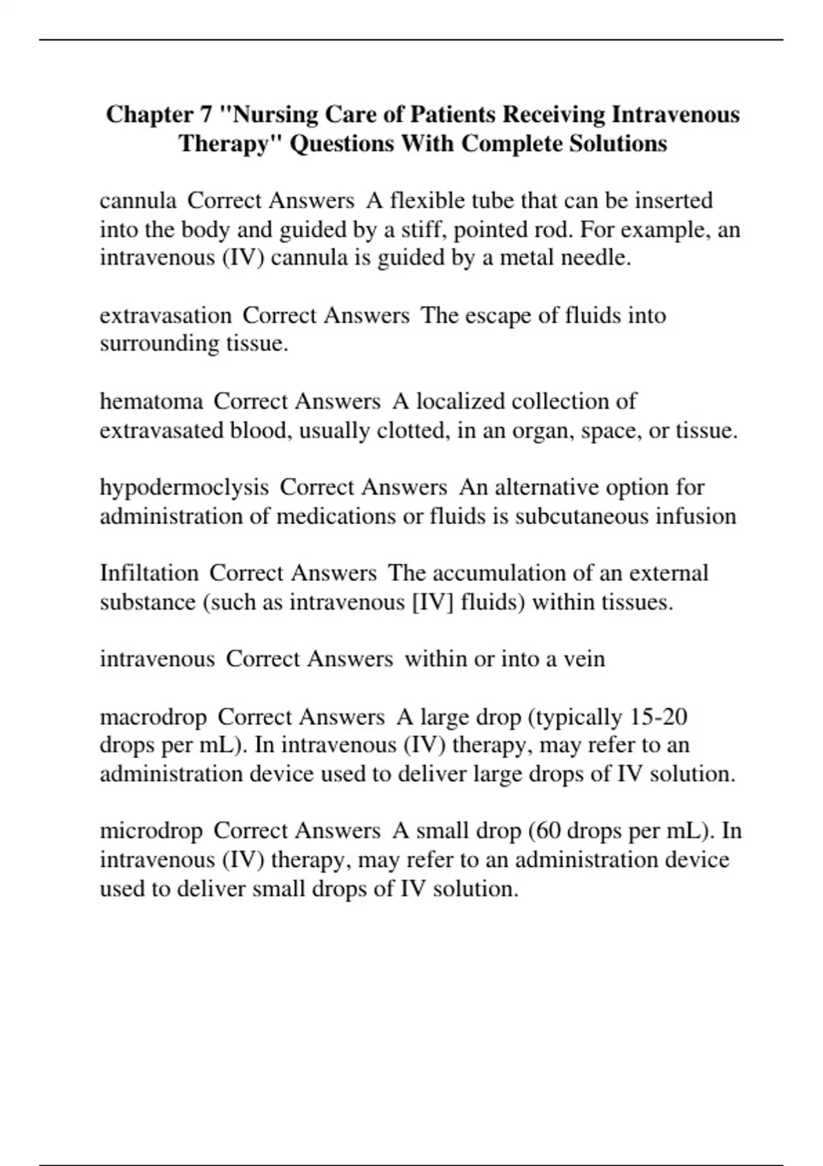 Chapter 7 "Nursing Care of Patients Receiving Intravenous Therapy ...