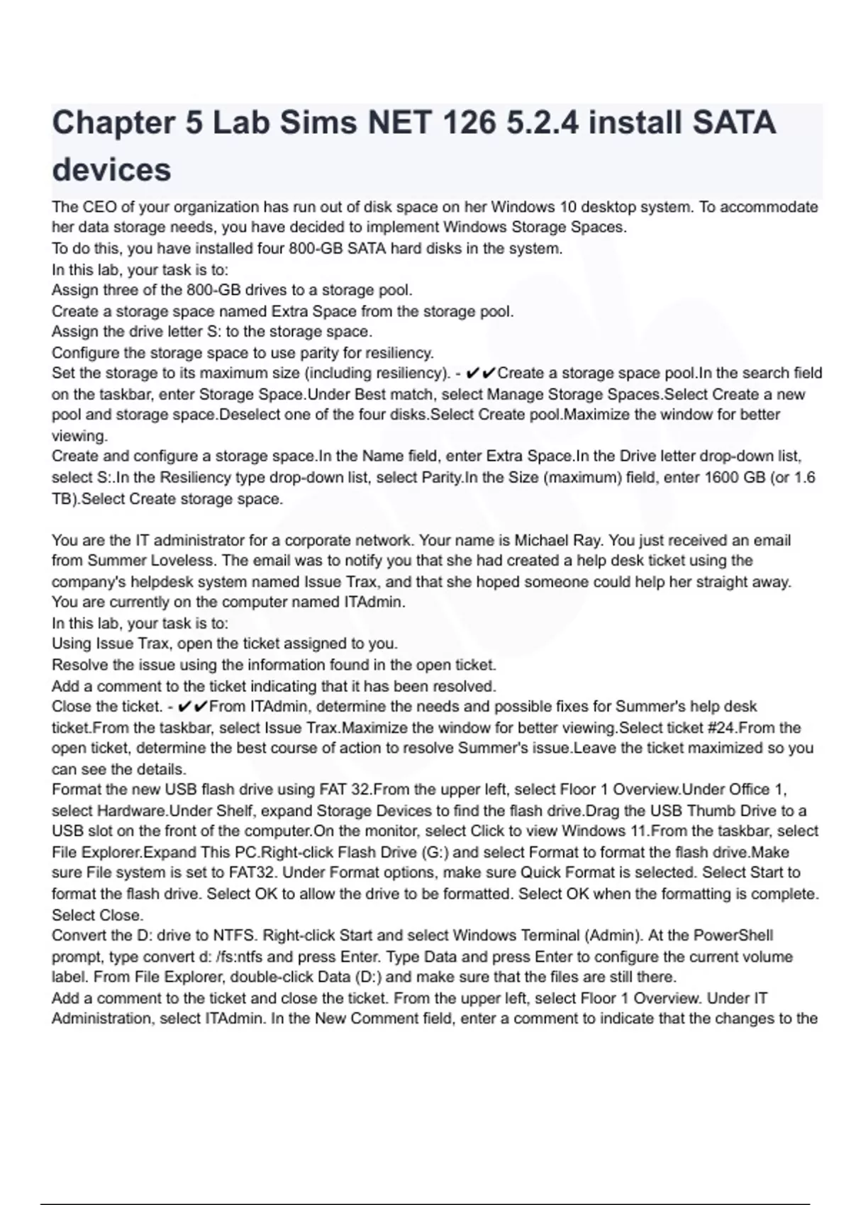 Chapter 5 Lab Sims NET 126 5.2.4 install SATA devices Questions with 100% Correct Answers ...