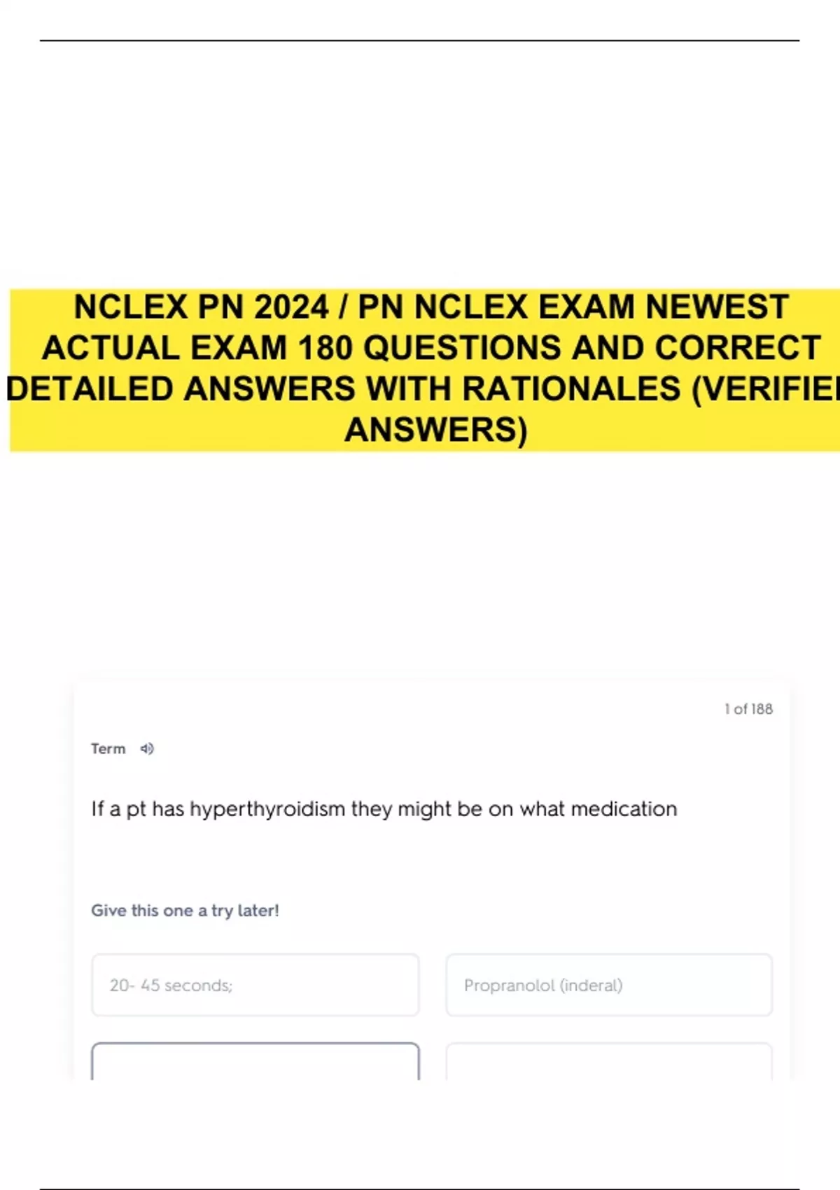 NCLEX PN 2024 / PN NCLEX EXAM NEWEST ACTUAL EXAM 180 QUESTIONS AND ...