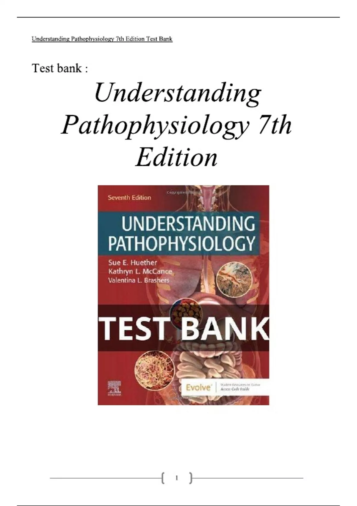 Understanding Pathophysiology 7th Edition Test Bank by Sue E. Huether ...