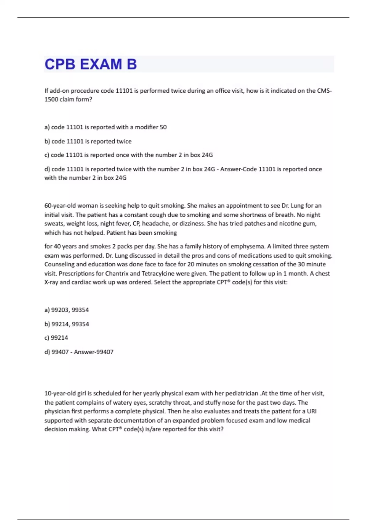 CPB EXAM B Updated 2024/2025 Actual Questions and answers with complete ...