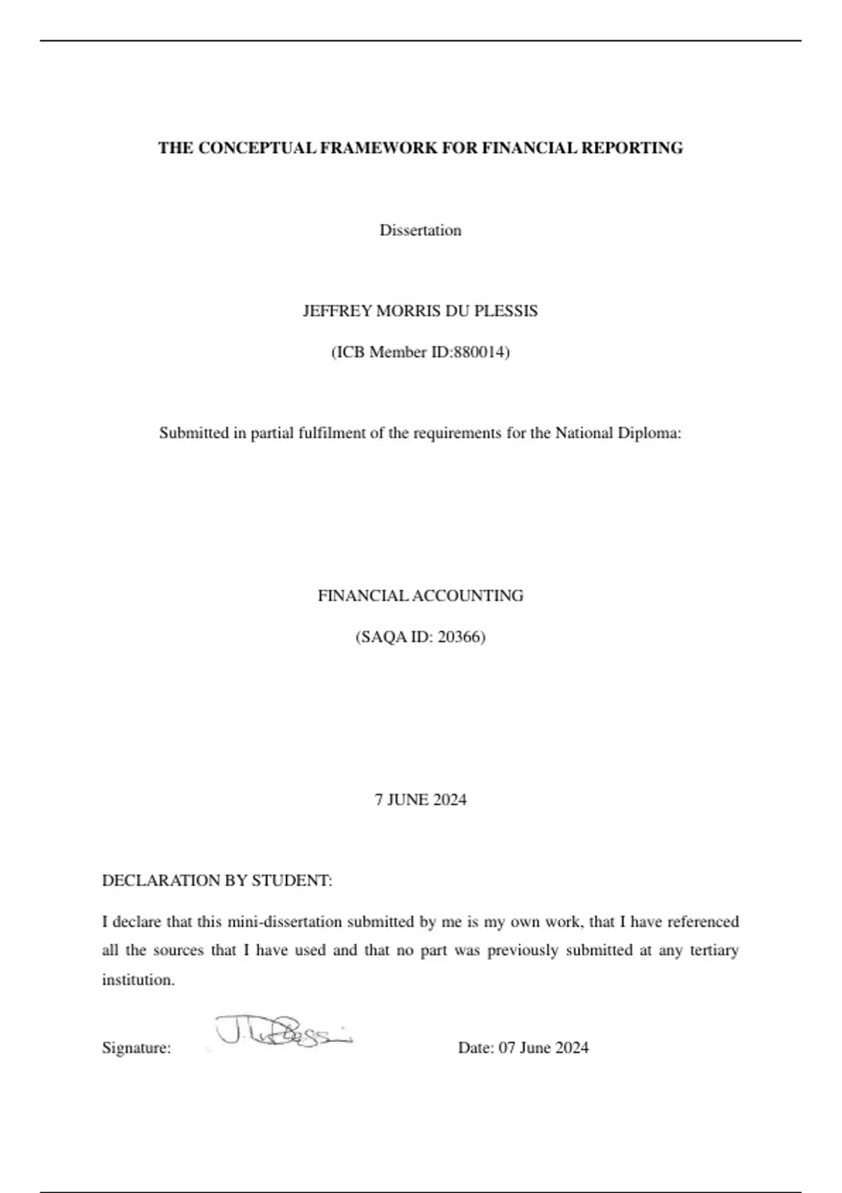 ICB RTAP Dissertation: Conceptual Framework for Financial Reporting ...