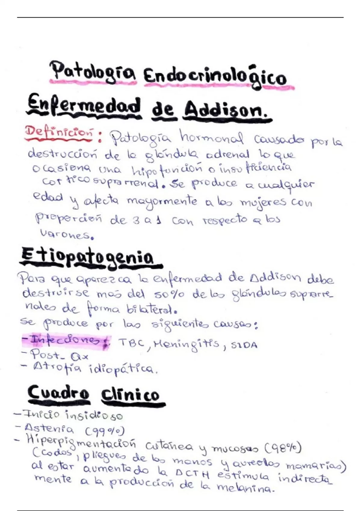 PATOLOGIA ENDOCRINOLOGICA: ENFERMEDAD DE ADDISON - MEDICINA HUMANA ...