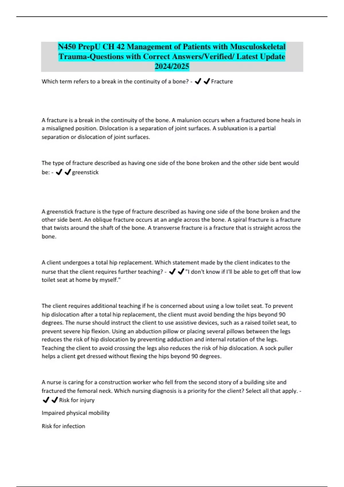 N450 PrepU CH 42 Management of Patients with Musculoskeletal Trauma ...