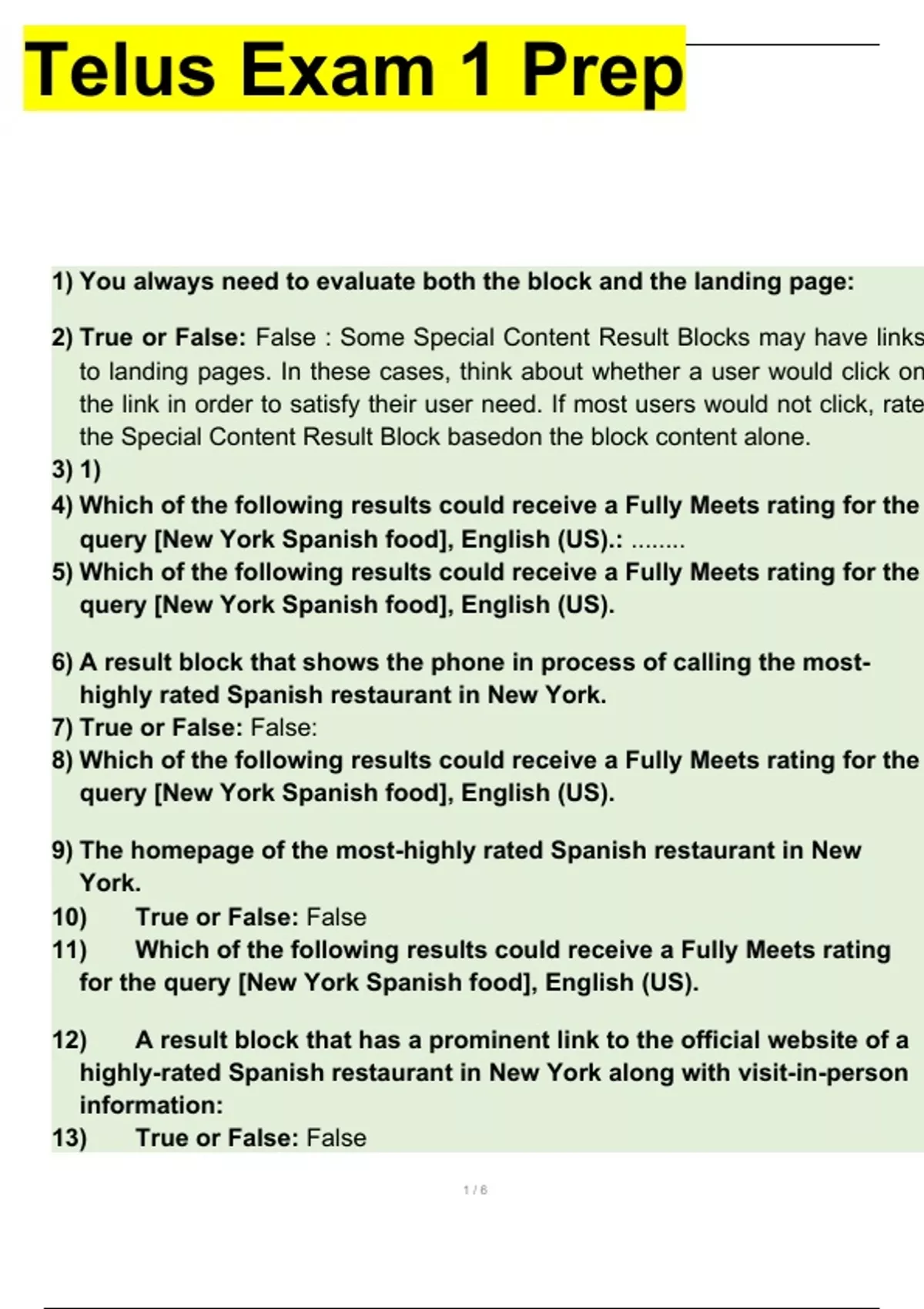 Telus Exam 1 2024 Questions & Answers | 100% Correct | Verified - Telus ...